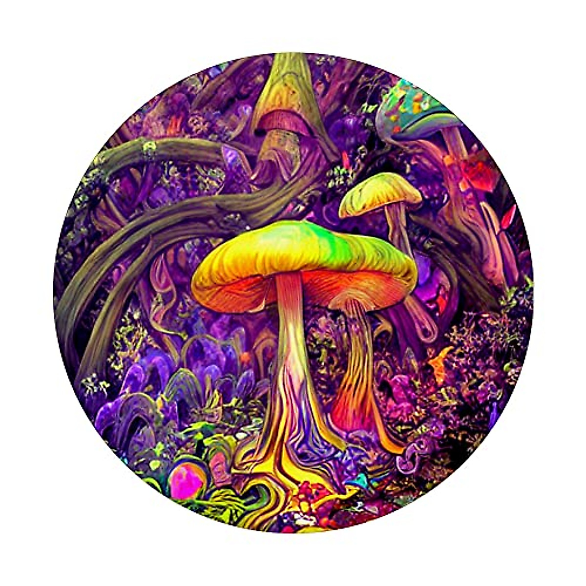 Psychedelic Magic Mushrooms in a Retro Trippy Jungle PopSockets Swappable PopGrip