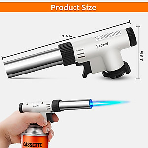 Japan PRO Culinary Professional Kitchen Butane Torch | Kitchen Butane Torch Kitchen Blow Lighter with Reverse Use for Creme, Brulee, BBQ, Baking, Jewelry by FAPEND | Butane Fuel Not Included