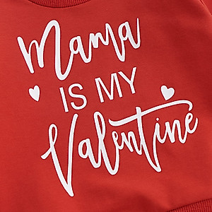 Infant Baby Girl Boy Valentine 's Day Outfit Long Sleeve Crewneck Sweatshirt Pullover Tops Shirts Fall Winter Clothes (V-Red, 6-12 Months)