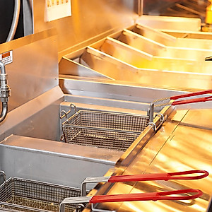 WeChef 2Pcs Deep Fryer Baskets with non-slip Handle 13" x 6 5/16" x 5 7/8" Nickel Plating Heavy Duty Construction Fryer Basket for Commercial Restaurant Roadside Stall Red