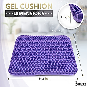 Purple Seat Cushion for Office Chair, Car, Desk, Wheelchair - Ultimate Purple Gel Seat Cushion for Butt - Desk Chair Cushion for Long Sitting - Seat Cushion for Tailbone Pain Relief and Sciatica