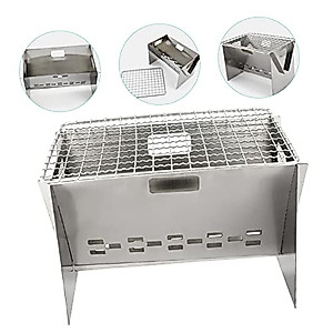 MARMERDO Folding Grill Outdoor Griddle Grill Small Charcoal Grill Mini Bbq Grill Portable Camping Stove Camping Grills Racks Portable Charcoal Grill Barbecue Grill Bbq Tool Silver
