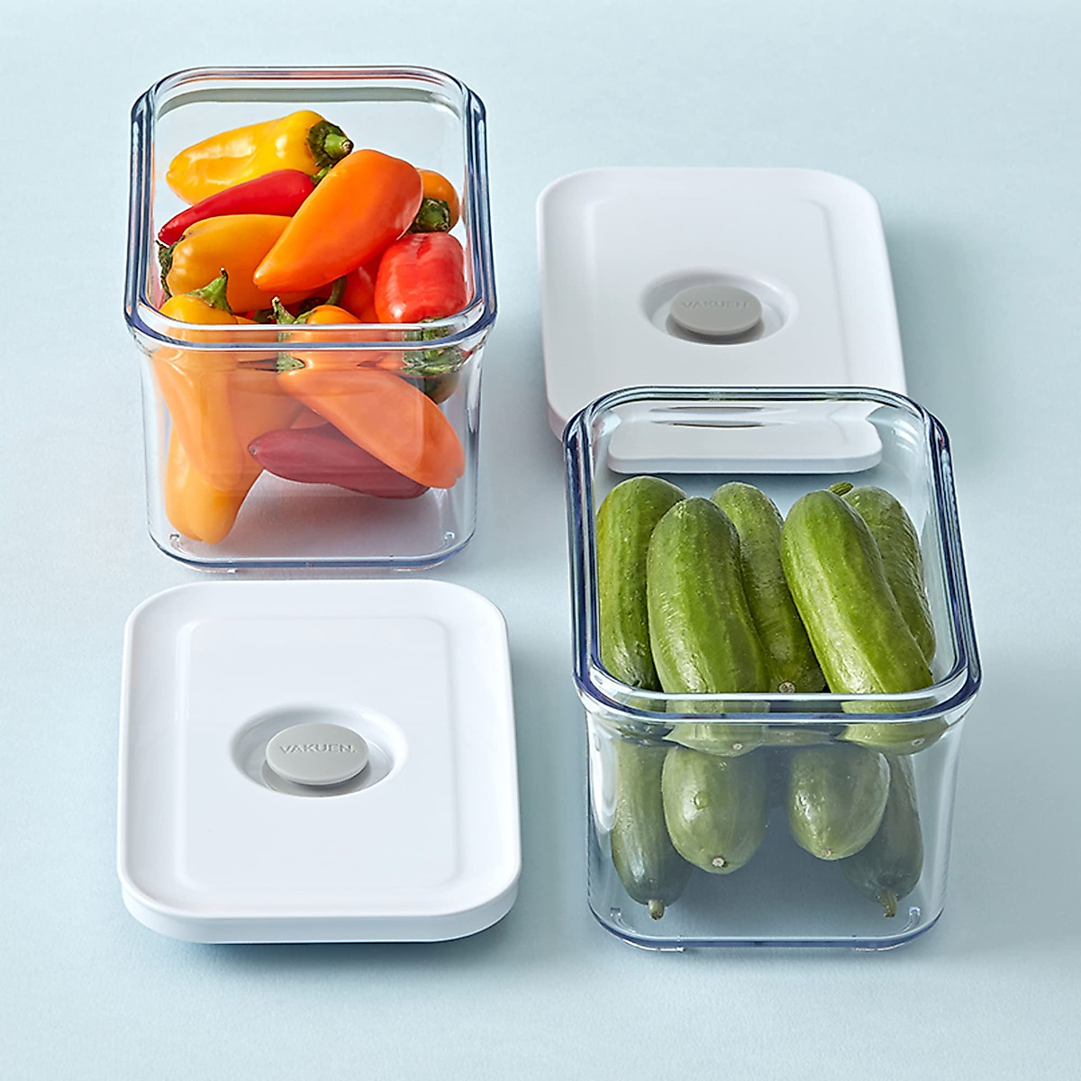 VAKUEN Premium Airtight Food Storage Containers, Rectangular 2PC(1.06qt), Smart One-Click Seal Lid, No Hinges, Patented Double Silicone Lining, 100% Leak Proof, BPA-FREE, Dishwasher, Microwave Safe