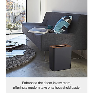 Yamazaki Home Slim Steel + Wood | Trash Can, One Size, Walnut