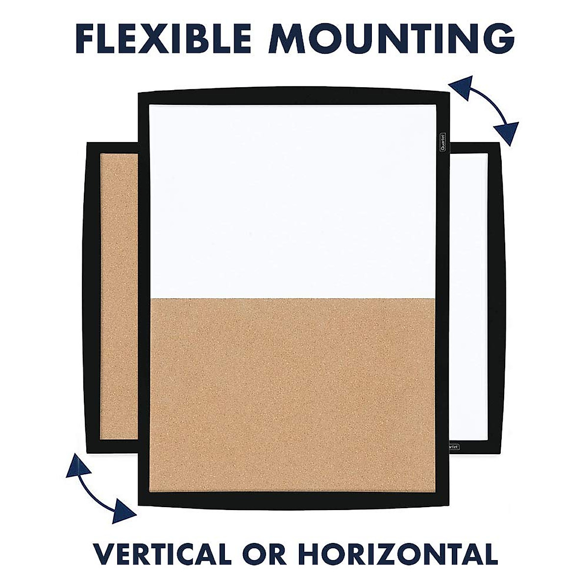 Quartet Combination Magnetic Whiteboard & Corkboard, 17" x 23", Combo White Board & Cork Board, Curved Frame, Perfect for Office & Home Decor, Home School Message Board, Black (41723-BK)