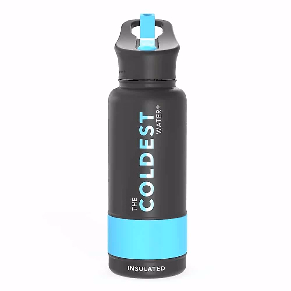 Coldest Sports Water Bottle with Straw Lid Vacuum Insulated Stainless Steel Metal Thermos Bottles Reusable Leak Proof Flask for Sports Gym (Matte Black, 32 oz)