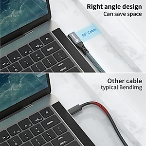 Cable Compatible with Thunderbolt 4 Cable 6.6ft, Right Angle USB4 Cable, with 40Gbps Data Transfer, PD100W Charging, Nylon Braided USB C Cable, Single 8K or Dual 4K Display, for MacBook Pro/Air
