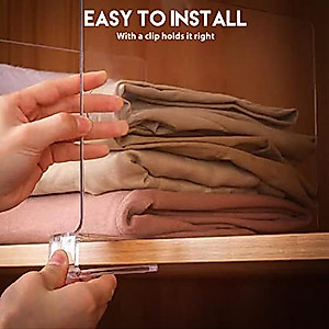 Side&Corner Acrylic Shelf Dividers, 8pcs Shelf Dividers for Closet Organization in Bedroom, Kitchen and Office Shelves (Clear)