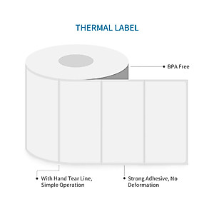 Essential 4"X2" Direct Thermal Barcode Labels, Shipping Labels, 750 Labels of Roll, Compatible with Zebra Printers (1 Roll-750 Labels)