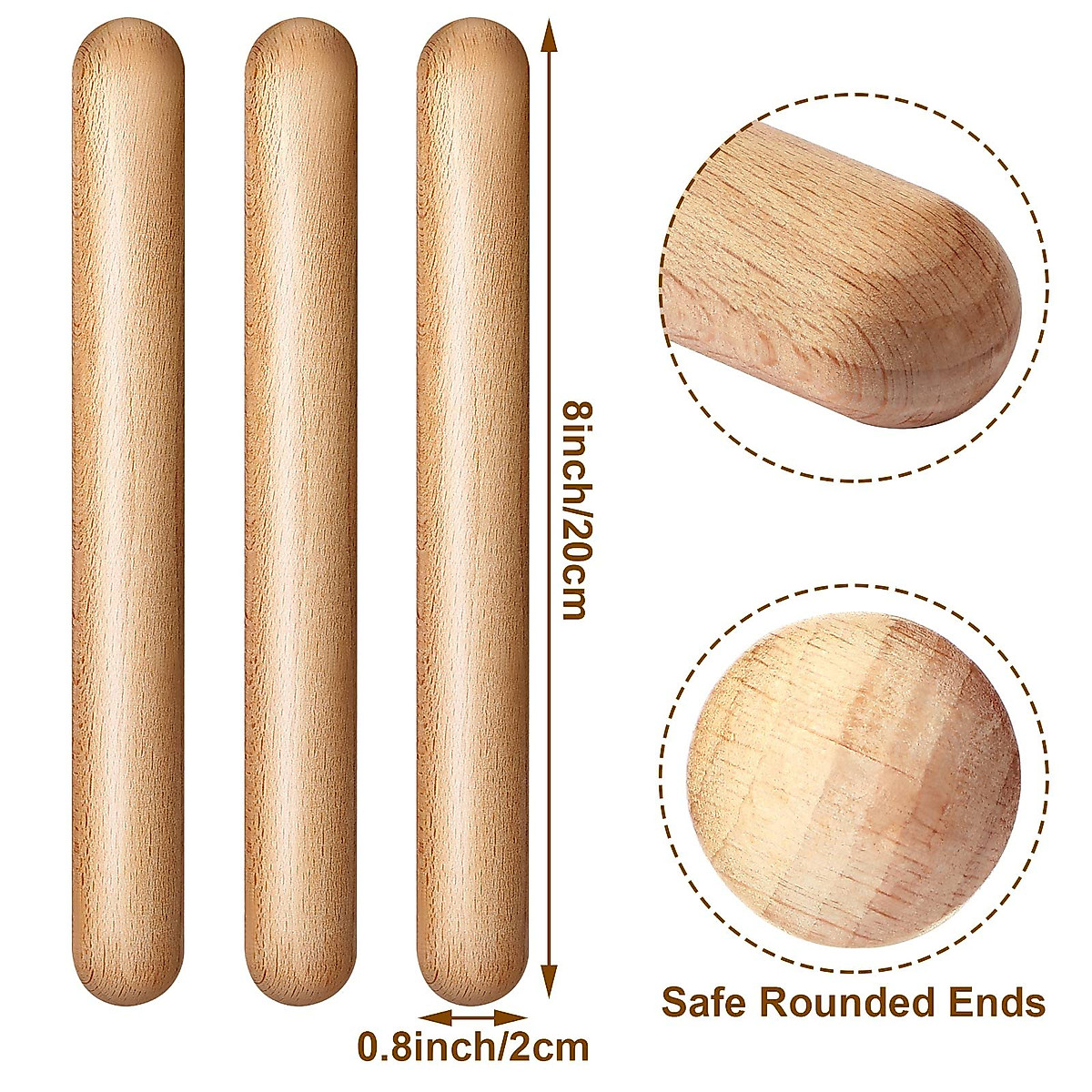 Boao 20 Pieces Rhythm Sticks for Kids Bulk 8 Inch Music Lummi Sticks with Carry Bag Music Rhythm Sticks Classical Wood Claves Musical Percussion Instrument Musical Sticks Classroom Set
