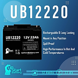 Sears Craftsman Diehard Portable Power 1150 Battery - Replacement UB12220 Universal Sealed Lead Acid Battery (12V, 22Ah, 22000mAh, T4 Terminal, AGM, SLA) - Compatible with Sears Craftsman Diehard Port