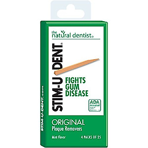 Natural Dentist Stim-U-Dent Original Plaque Removers Mint - 100 Toothpicks - Case of 12