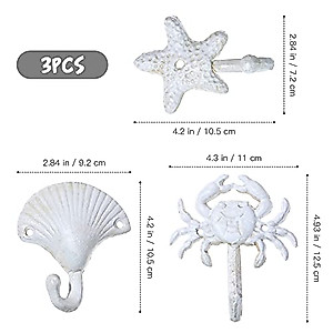 TOPBATHY 3pcs Nautical Hooks Crab sea Shell Shape Wall Hooks Coat Towel Hooks Robe Key Hat Clothes Hooks Wall Hangers Nautical Beach Coastal Wall Decorations Ornaments