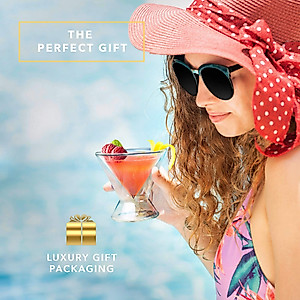 Dragon Glassware Stemless Martini Glasses - 7oz Clear Martini Glasses Set of 2 - Double Wall Insulated Cocktail Glass Set - Unique and Fun Gift for Espresso Martini Lovers