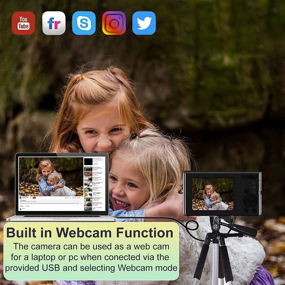 eDealz 48MP Digital Camera Compact Point and Shoot Camera with 32GB SD Card, 16X Digital Zoom, Kids Camera 2.8 Inch Screen, Vlogging Camera for Teens Students Boys Girls Seniors (Black)