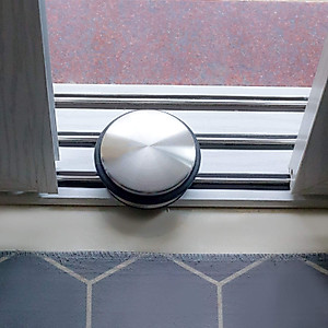 KINJOEK 2 Packs Heavy Duty No Drill Door Stopper, Stainless Steel Door Stop, Surrounded with Protective Rubber Bands Anti-Slip Door Wedge for Office, Home, Garage, Laundry Door