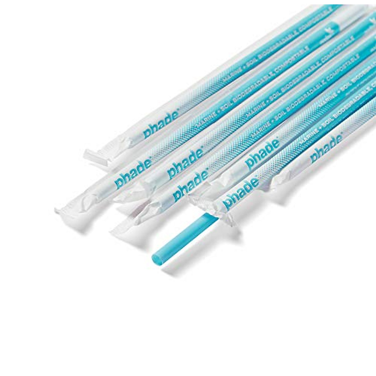 phade Eco-Friendly Sustainable Marine Biodegradable Compostable 7.75" Jumbo Straws, Individually Wrapped, 1 Pack - 375 Count