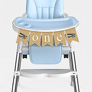 Jute Burlap Airplane Theme One High Chair Banner Boy 1st Birthday Party Highchair Decoraiton