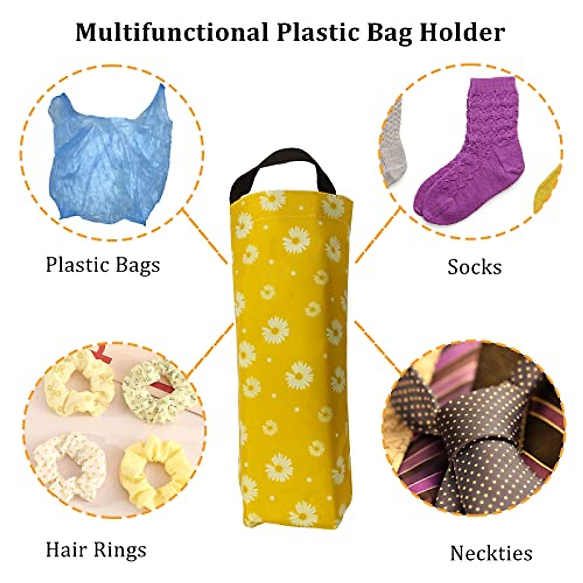 2 Packs Plastic Bag Dispenser for Grocery Bags, Convenient Hanging Kitchen Foldable Garbage Plastic Storage Holder Bag with 2 Hooks, Suitable for Home and Kitchen Organizer Bags