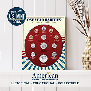 One Year Rarities Coin Collection, Genuine United States Minted Coins, Americana Collectible, Certificate of Authenticity – American Coin Treasures