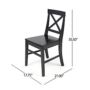 GDFStudio Wood Dining Chairs Set of 2, Farmhouse Country Side Chairs,Wooden Armless Chairs for Kitchen Dining Room Home Living Room,300 Lbs Heavy Duty Acacia Wood Chair Black