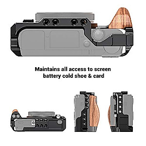 SMALLRIG Vlog Camera Cage for Sony RX100 VI and RX100 VII Camera (Fits DSC-RX100 M6 and DSC-RX100 M7 Camera) with Wooden Handle Grip Vlogger Youtuber – CCS2434