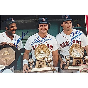 Boston Baseball Jim Rice, Fred Lynn, And Dwight Evans, Hand Signed 12x18 Frame