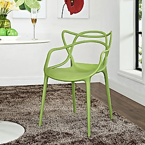 Modway Entangled Modern Molded Plastic Kitchen and Dining Room Arm Chair in Green - Fully Assembled