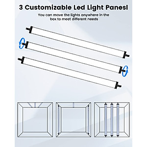 Fasonic 32"x32" Photo Studio Light Box Photography, Large Lightbox for Product with 3 Stepless Dimming Lights Panel, 210 LED Beads, Professional Photo Booth Shooting Tent Kit with 6 Color Backdrops