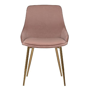 Armen Living Heidi Contemporary Fabric Dining Room Accent Chair, 18.5" Height, Velvet, Blush