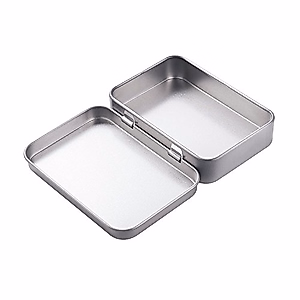 AKOAK 2 Pieces 4.5 x 3.3 x 0.86 Inch Rectangular Empty Hinged Tin Box Containers for Home Storage or Outdoor Active Storage Containers