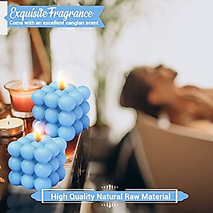 Xanobo 4Pcs - Aesthetic Bubble Candle Cute Decor Cube Shaped Candles Cool Candles for Fun and Aesthetic Shelf Décor (Blue)