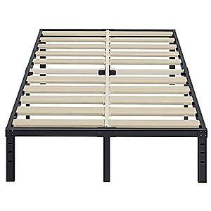 ZIYOO King Bed Frame 16 Inches Tall, 3 Inches Wide Wood Slats with 3500 Pounds Support, No Box Spring Needed for Foam Mattress, Underbed Storage Space, Easy Assembly, Noise Free-Black