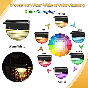 Melunar Solar Deck Lights, 6 Pack Solar Step Lights Outdoor Waterproof LED Solar Fence Lights for Patio, Stairs,Yard, Garden Pathway, Step and Fences, 10 Lumens, Warm White/Color Changing Lighting