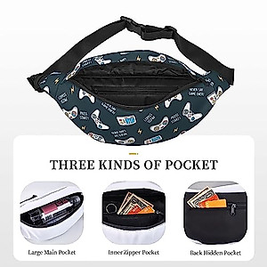 Joystick Gamepad Game Controller Fanny Pack Sling Bag Adjustable Waist Bag Crossbody Sling Backpack For Men Women Travel Hiking Cycling Running