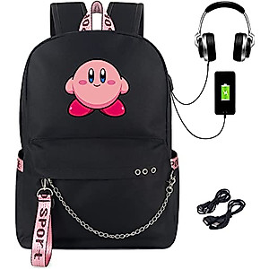 Roffatide Anime Backpack Book Bag Laptop School Bag with USB Charging Port and Headphone Port