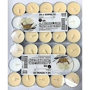 IKEA Home Decoration Sinnlig Scented Tealight, Vanilla Pleasure, Natural- 30 /Pack, Multicolor