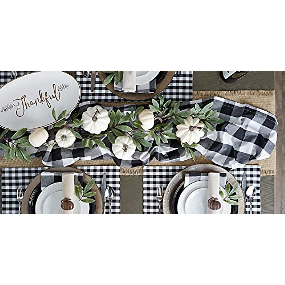 DII Buffalo Check Collection, Classic Farmhouse Table Runner, 14x72, Black & White