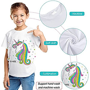 SATINIOR 6 Pieces Blank Sublimation T-Shirts White Polyester Toddler T-Shirts for Baby (Large) (Small)