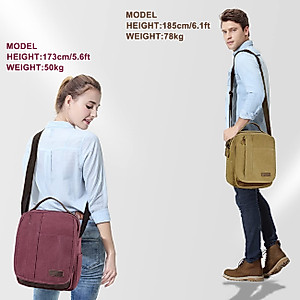 VASCHY Messenger Bag Small, Canvas Water Resistant Crossbody Shoulder Bag Purse for Men and Women Camel