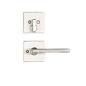 TOGU Single Cylinder Front Door Handleset with Lever Handle in Satin Nickel,Contemporary Entry Door Lockset for Home Exterior Doors