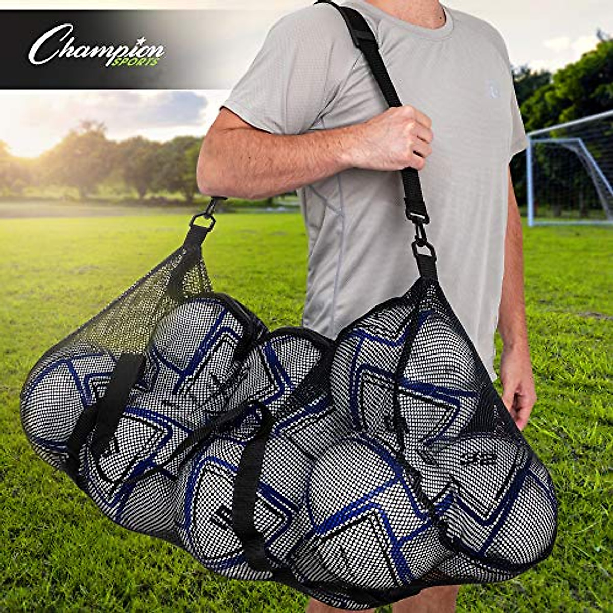 Champion Sports Mesh Duffle Bag with Zipper and Adjustable Shoulder Strap - Multipurpose 15” x 36” Gym Bag for Equipment, Sports Gear, Laundry - Breathable Mesh Scuba and Travel Bag in Multiple Colors
