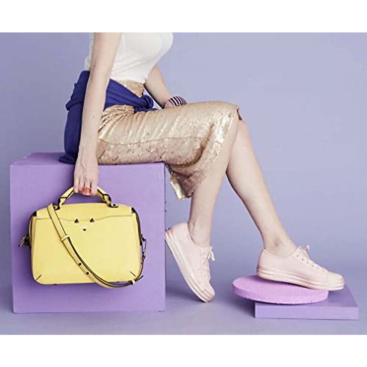 Niko Ineko Women's Uptown Satchel Kitty Face Eyes Snout Hardware Mustard Yellow