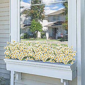 CEWOR 10 Bundles Artificial Daisies Flowers Outdoor, Fake Plastic Plants UV Resistant Faux Greenery for Hanging Planters Window Box Front Porch Indoor Outside Decorations (White)