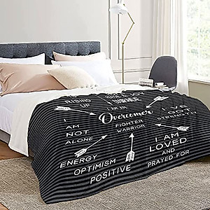 Vignul Inspirational Healing Blanket, Unique Sympathy Gifts, Comfort Gifts for Cancer Patients, Motivational Gifts for Mastectomy Patients (60x50, Black)