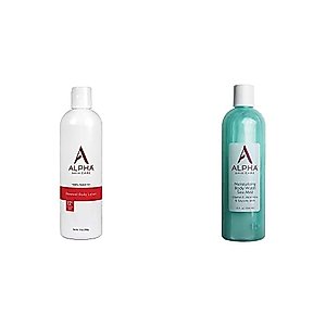 Alpha Skin Care Anti-Aging Moisturizing Body Wash with Glycolic Alpha Hydroxy Acid (12 oz) + Renewal Body Lotion with 12% Glycolic Alpha Hydroxy Acid (12 oz) Bundle