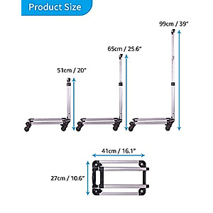 Folding Luggage Cart with 110 Lbs Capacity，Fanwoli 4 Wheels Hand Truck Compact Lightweight，Portable Dolly for Travel,Luggage,Moving, Shopping and Office Use