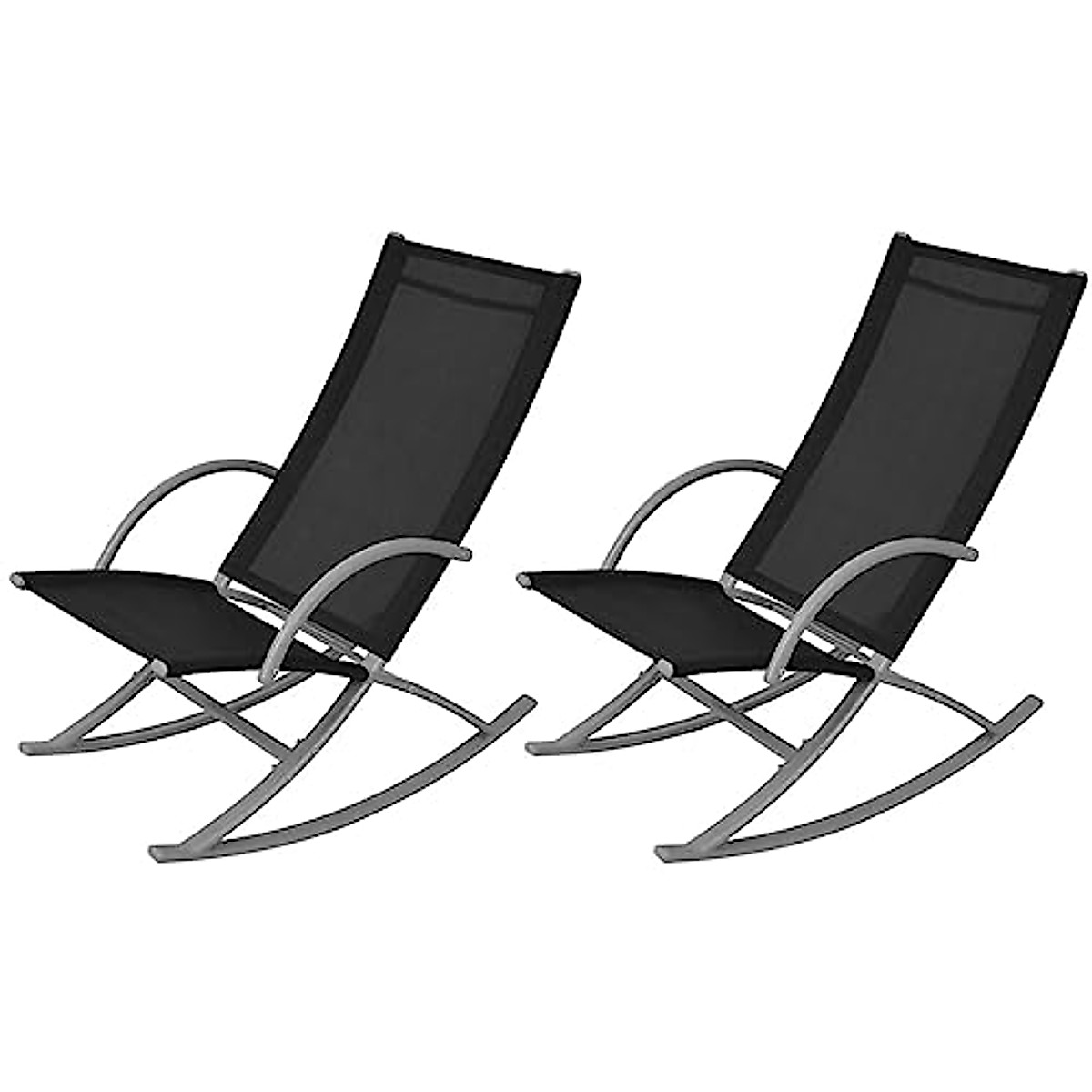 NusGear Patio Rocking Chairs 2 pcs Steel and Textilene Black-348