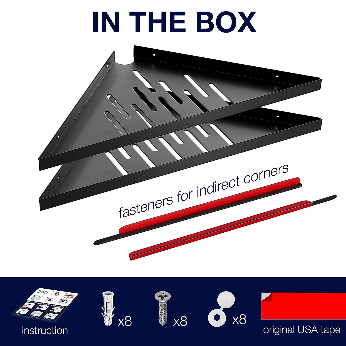 iReef way Floating Corner Shelves for Wall 2 Small Black Shelves for Wall Mounted No Drilling Easy to Install Corner Shelf for Bedrooms, Bathrooms, Kitchens, Living Rooms, Offices and Dorm Rooms