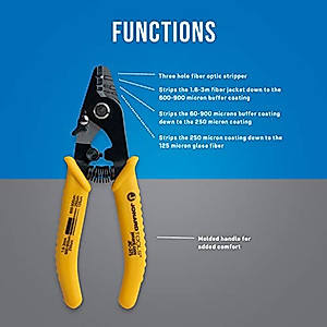 Jonard Tools JIC-375 Three Hole Fiber Optic Stripper with TPR Handle, 6" Length, Оne Расk